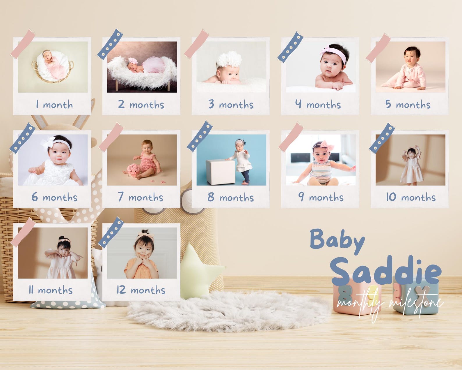 Baby Monthly Milestone, Baby First Birthday Gift, Personalized Baby ...