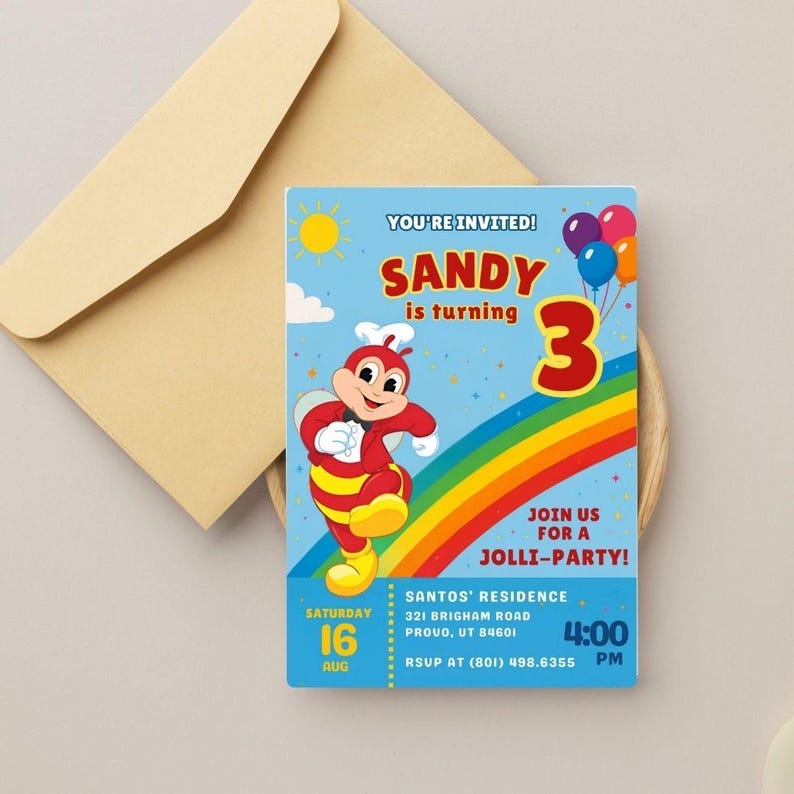 Jollibee Birthday Invitation – Editable Birthday Party Invite Filipino ...