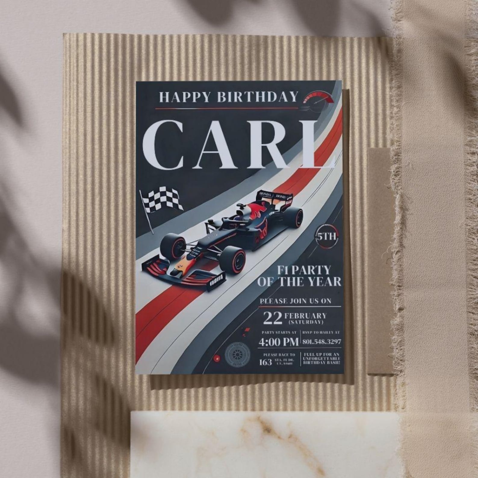 Formula 1 Birthday Invitation (2 Options) Race Car Digital Kids Invite ...