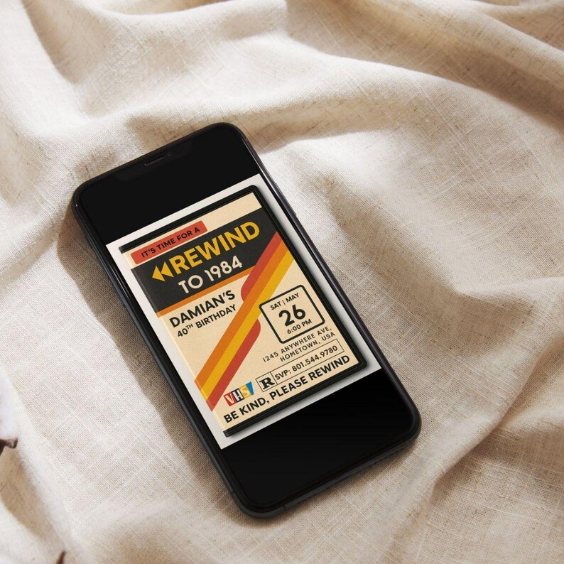 80s VHS Rewind Birthday Invitation | Retro Tape Party Invite, 40th ...