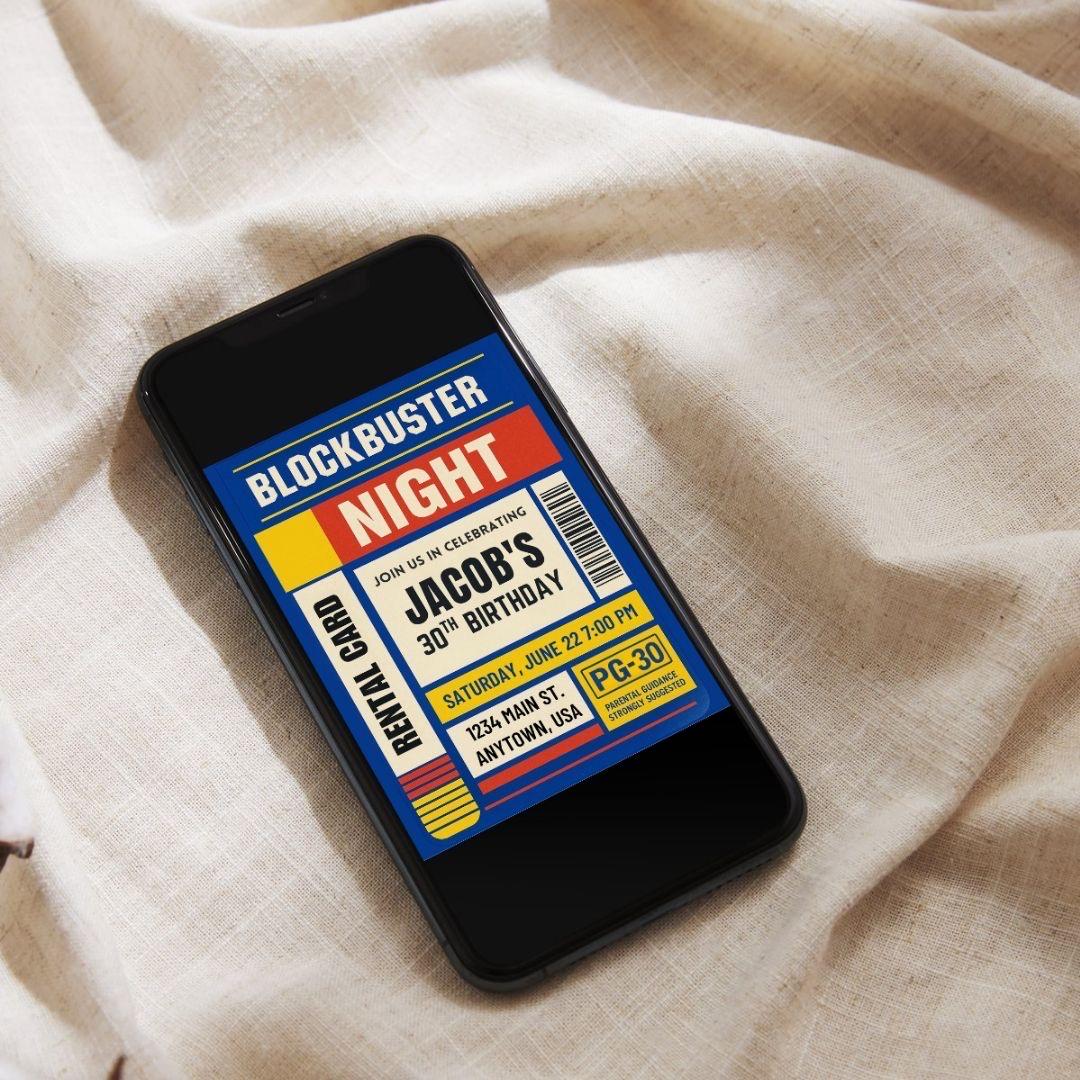 90s Movie Night Birthday Invitation | Blockbuster Theme, Printable ...