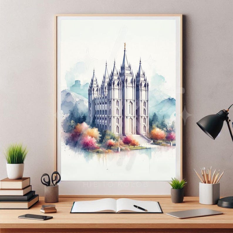 Salt Lake Temple Watercolor Printable Wall Art, LDS Art, Digital Wall ...
