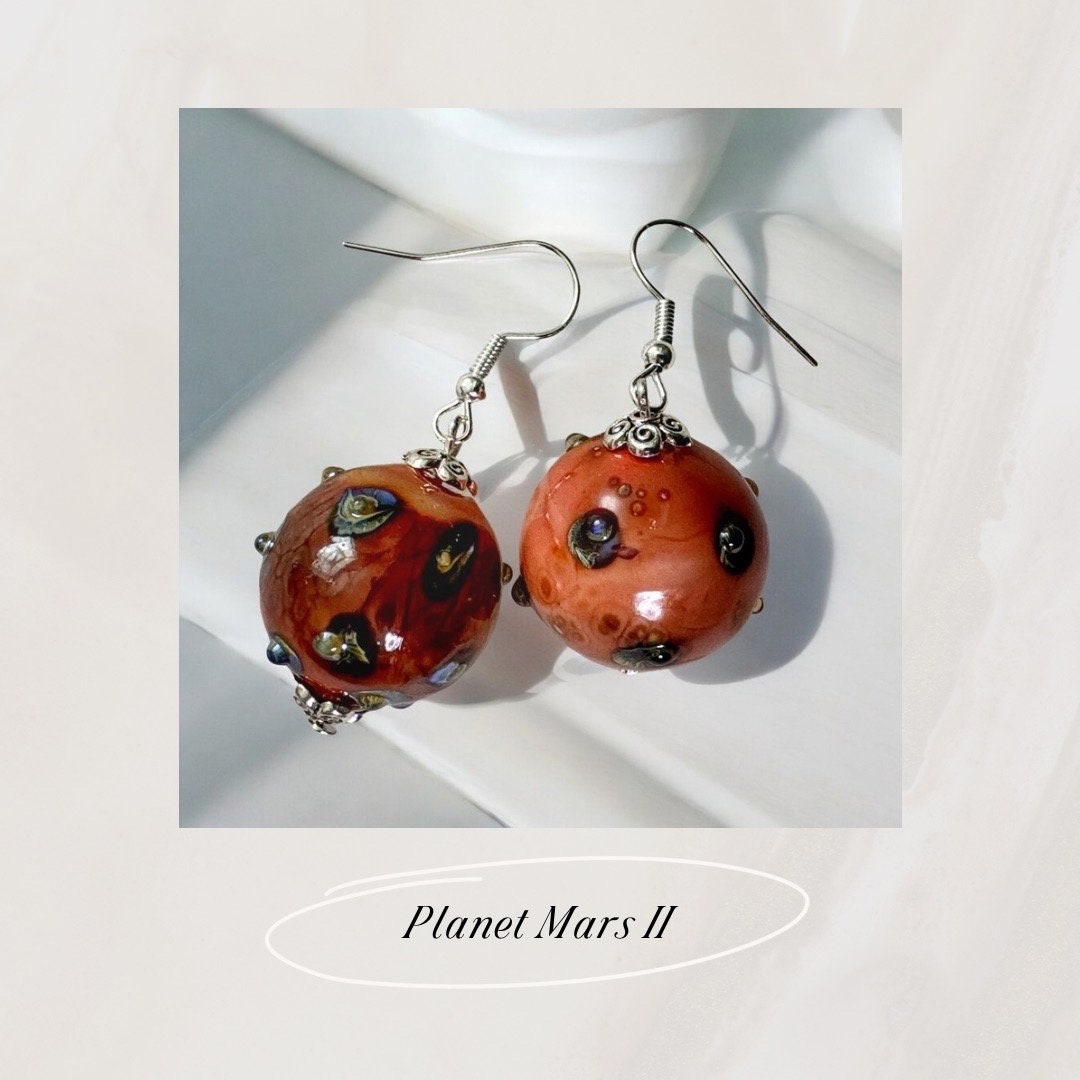 Planet Mars II ~ “ CELESTRIAL “ Collection, Handmade Glass Bead ...