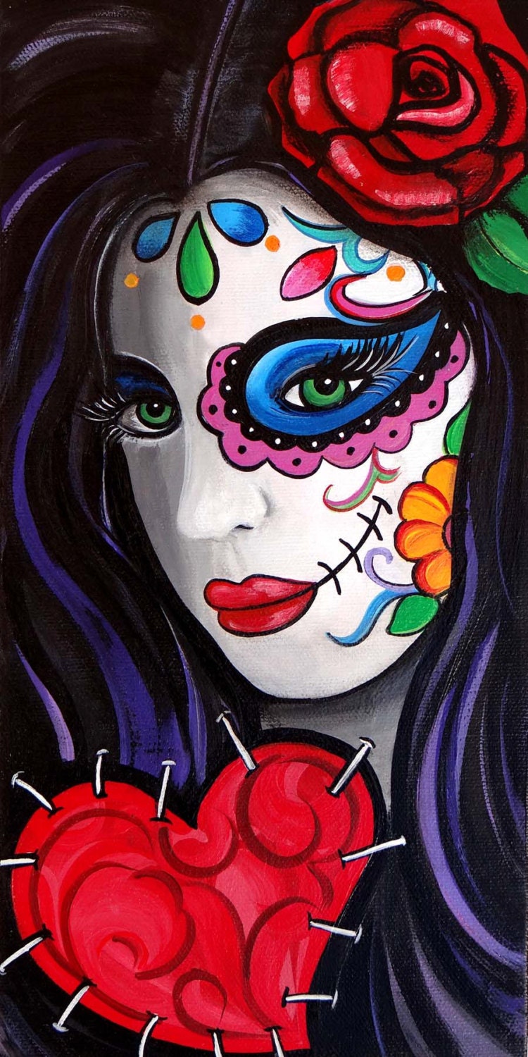 Love Stuck, Day of the Dead Art by Melody Smith - Etsy