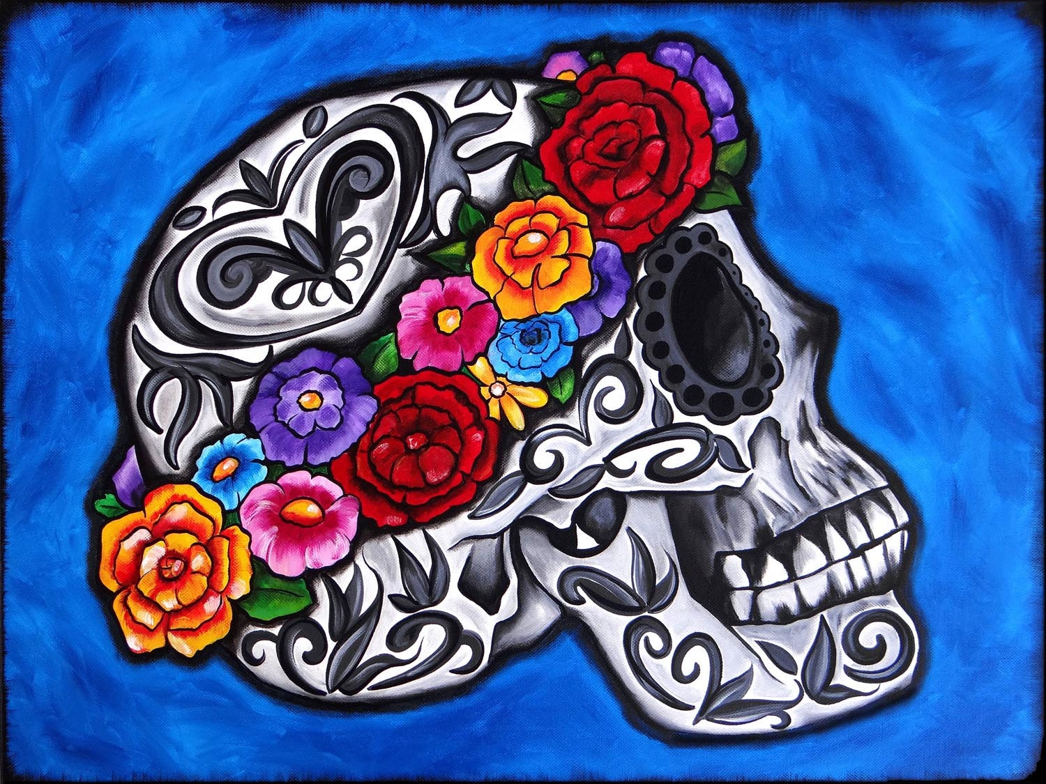 Day of the Dead Art by Melody Smith flower Crown - Etsy UK