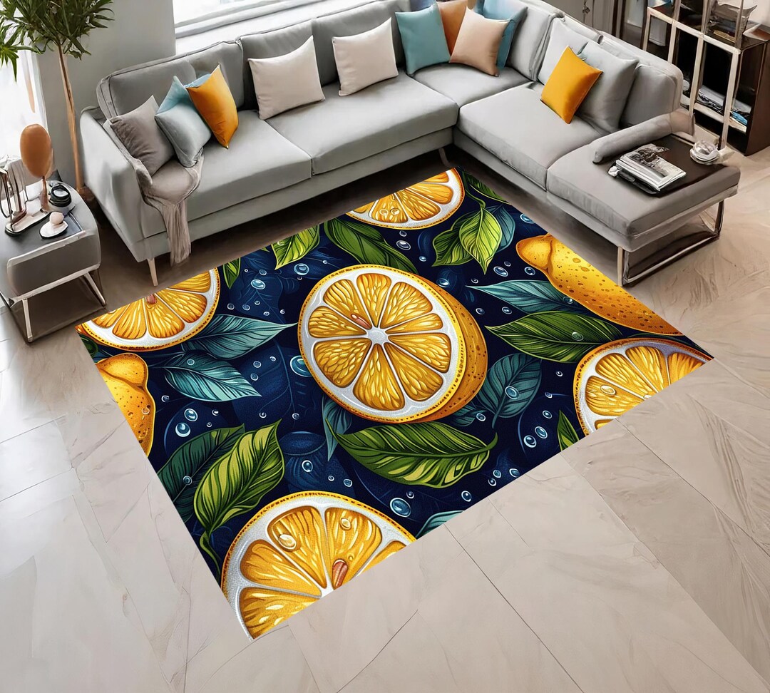 Housewarming Gift,lime Rug,lemon Pattern Rug,home Decor Gifts,floor Rug ...
