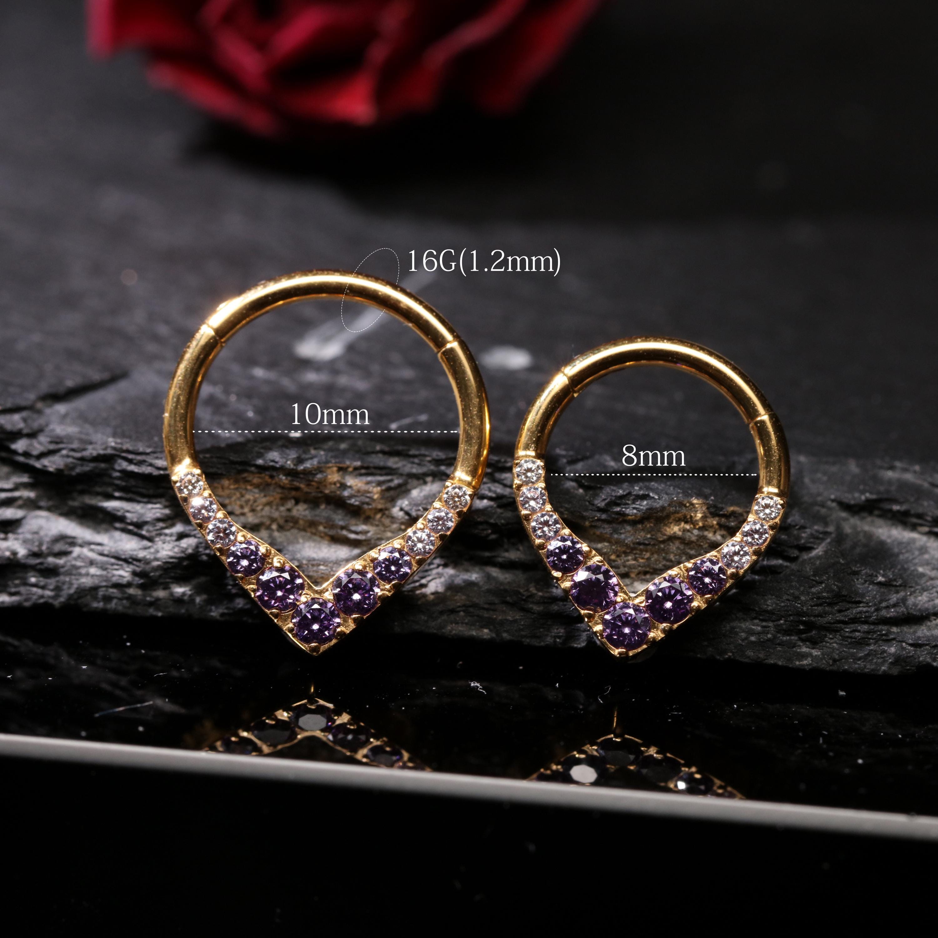 16G Silver Earring Triangle Nose Ring Zircon Septum Jewelry/ear Septum ...