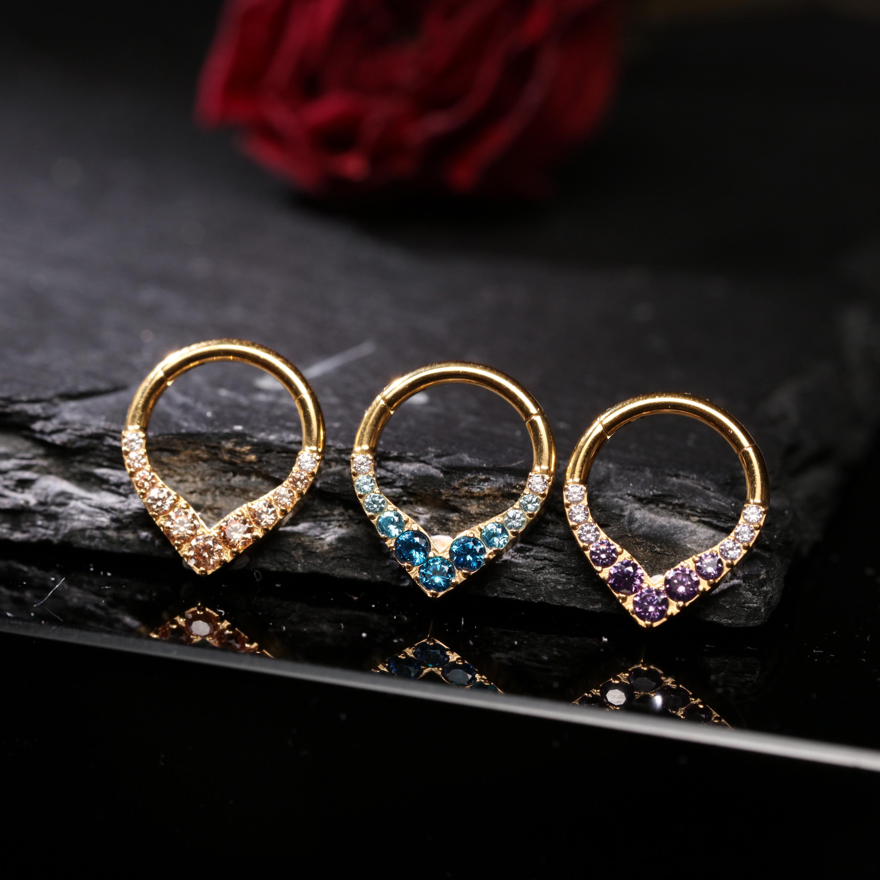 16G Silver Earring Triangle Nose Ring Zircon Septum Jewelry/ear Septum ...