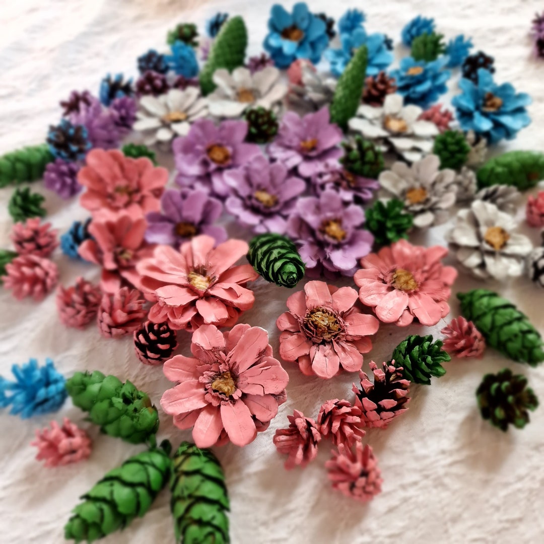 Pine Cones Flower Pine Cones Wreath Colored Pine Cones Natural Pine ...