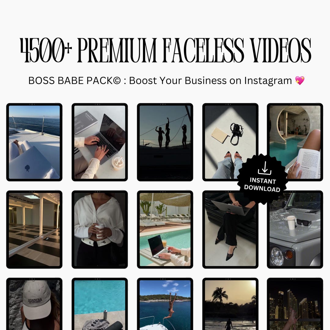 BOSS BABE PACK: 4500+ Premium Aesthetic Faceless Videos Bundle for Instagram, Tiktok & Youtube ...