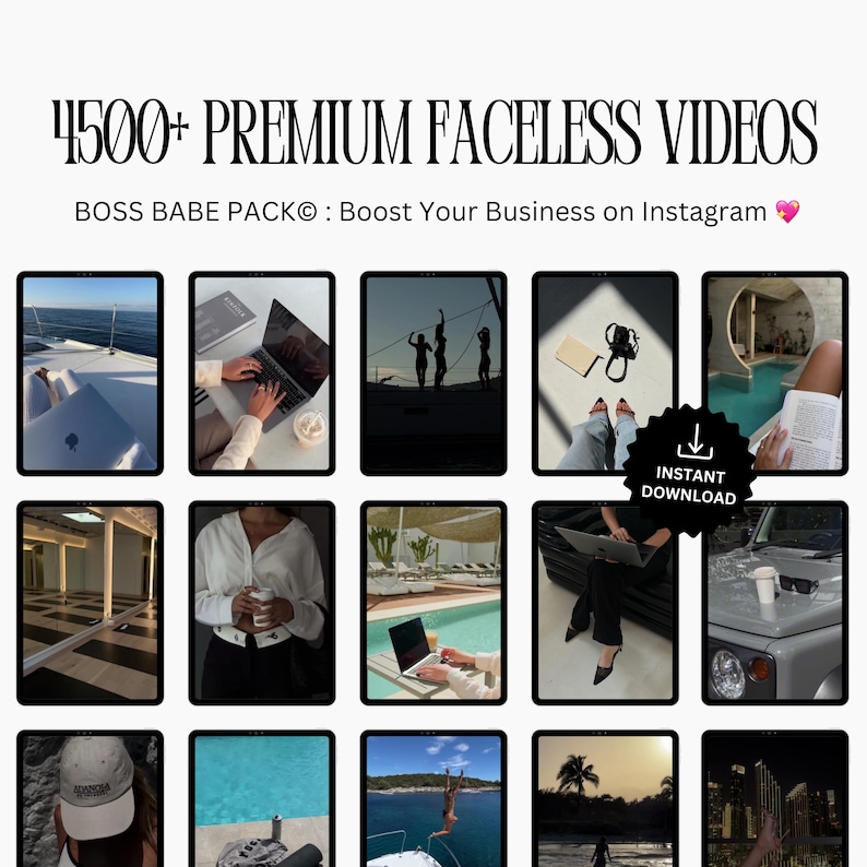BOSS BABE PACK: 4500+ Premium Aesthetic Faceless Videos Bundle for Instagram, Tiktok & Youtube ...