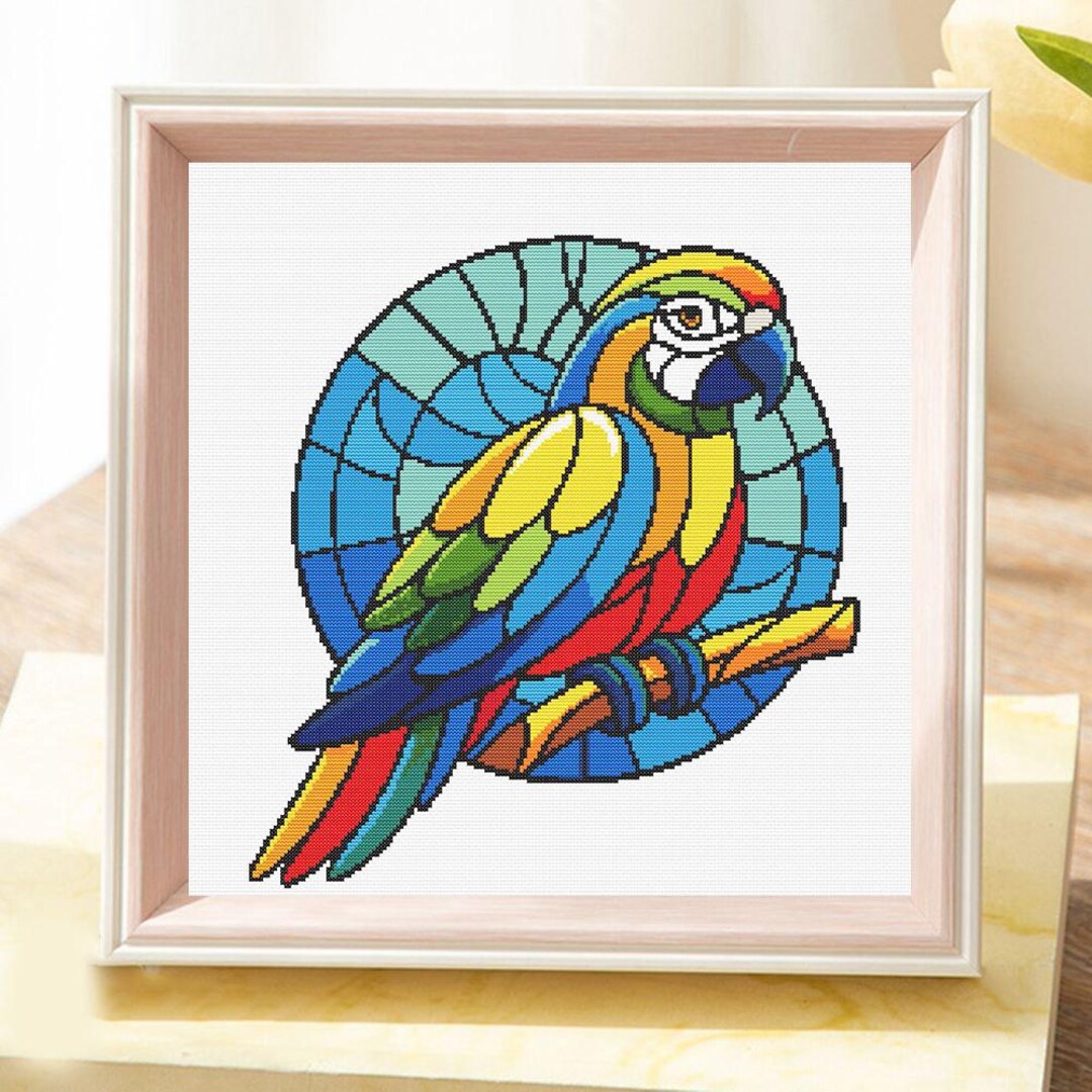 Parrot Cross Stitch Pattern - Tropical Bird Embroidery Design, Instant ...