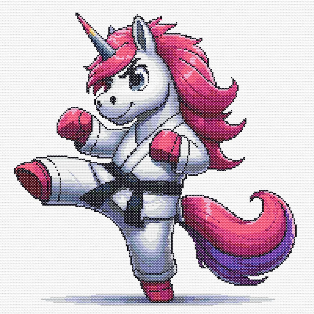 Pattern for Cross-stitching unicorn Karate PDF, Patterns for Cross ...