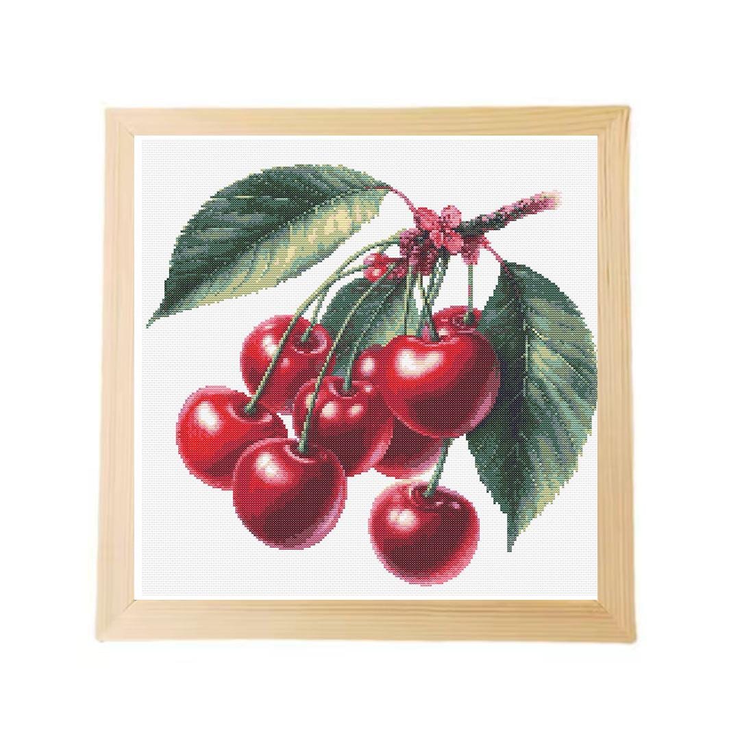 Cherry Embroidery Pattern - Juicy Fruit Cross Stitch Design, Modern ...