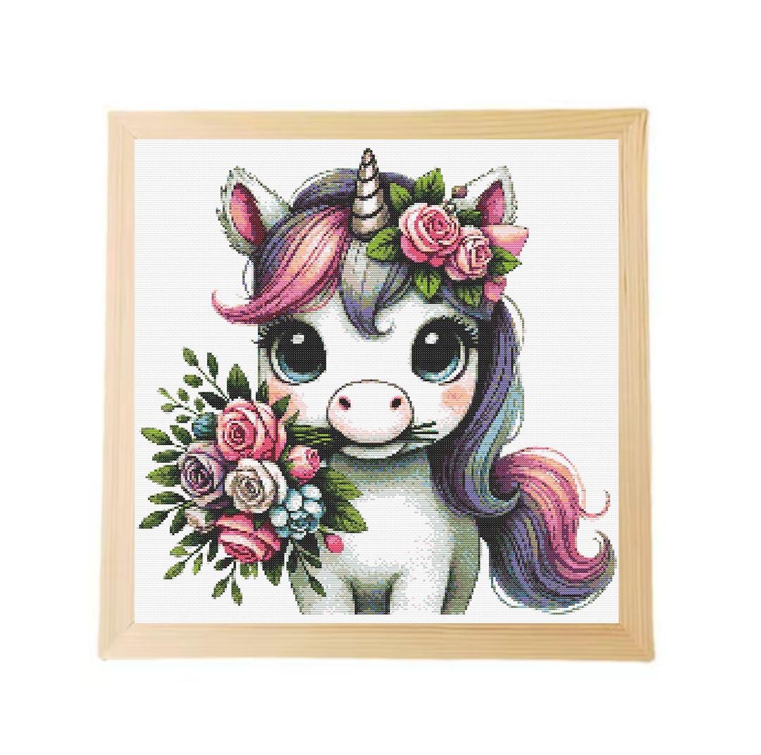 Cross-stitch Pattern: Magical Unicorn With Bouquet, Patterns for Cross ...
