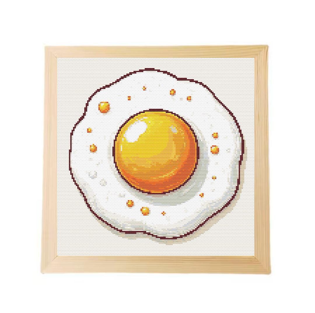 Cross Stitch Pattern Fried Egg, Food Cross Stitch Chart, DIY Breakfast ...