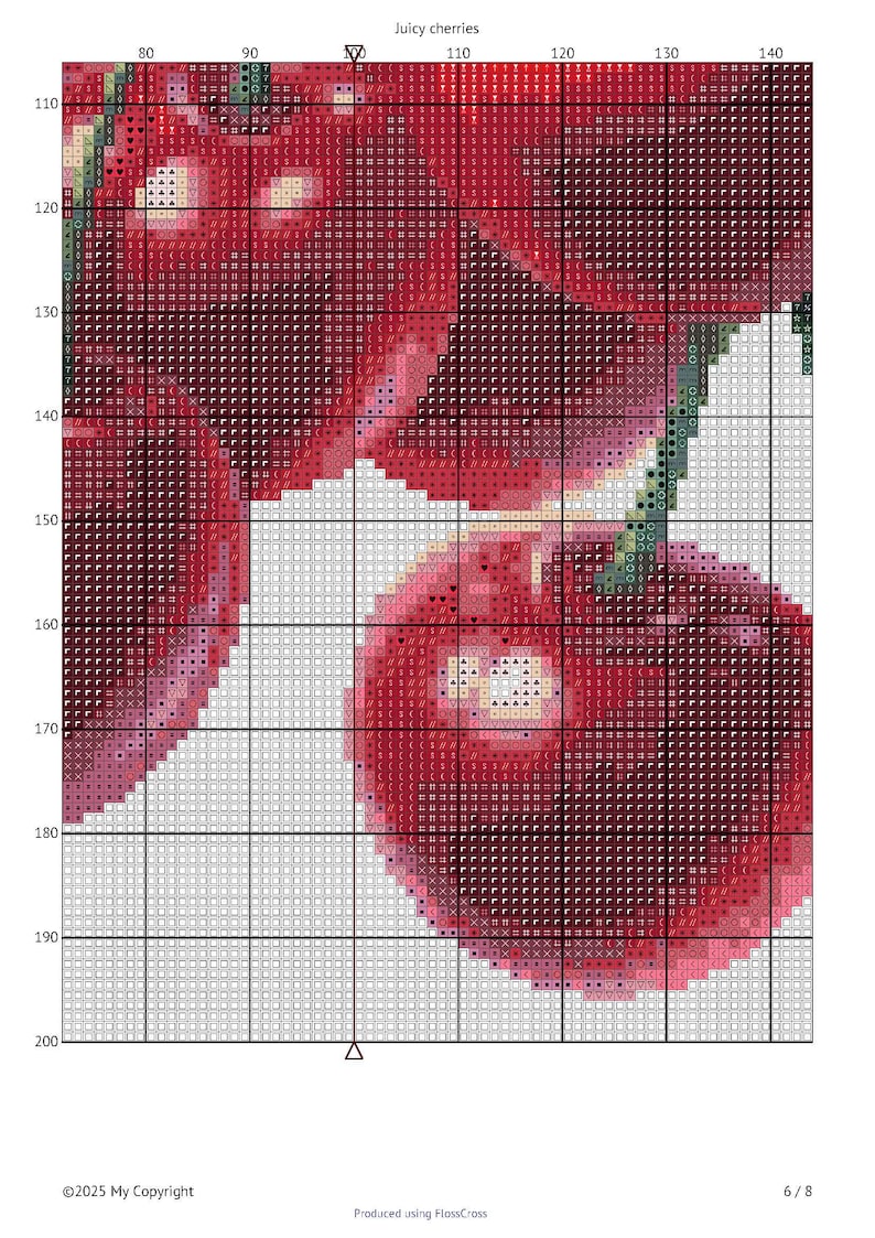 Cherry Embroidery Pattern - Juicy Fruit Cross Stitch Design, Modern ...