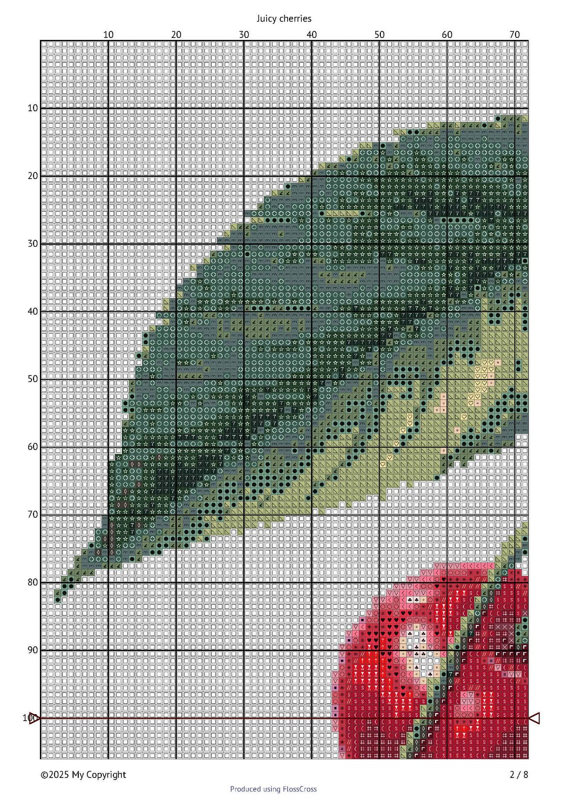 Cherry Embroidery Pattern - Juicy Fruit Cross Stitch Design, Modern ...