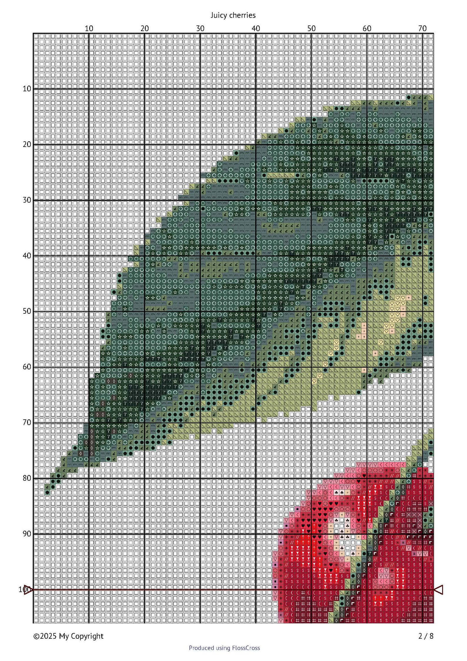 Cherry Embroidery Pattern - Juicy Fruit Cross Stitch Design, Modern ...