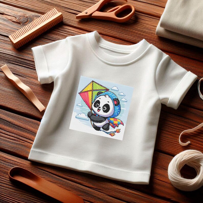 Pattern for Cross-stitching "panda With a Kite" , Patterns for Cross ...