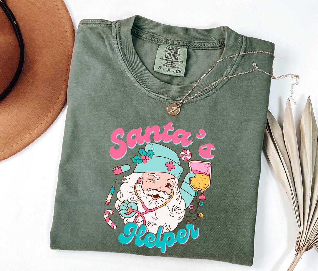 Santa's Helper Shirt, ICU Nurse Christmas Shirt, Funny Christmas Shirt ...