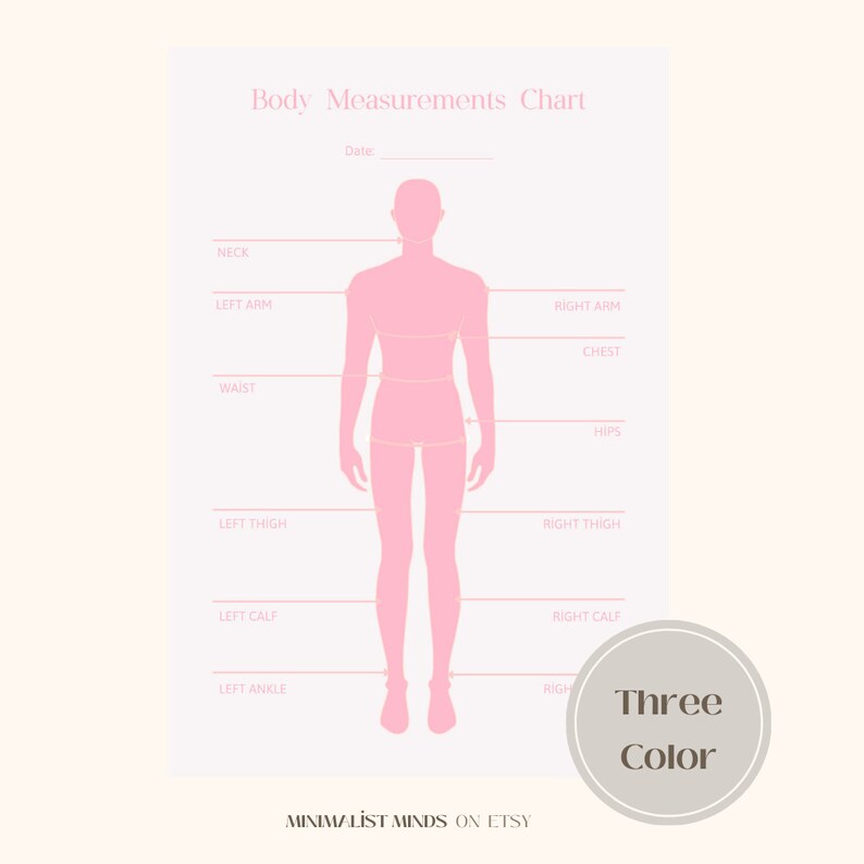 Measurements Tracker Printable, Female Body and Male Body, Weight Loss ...