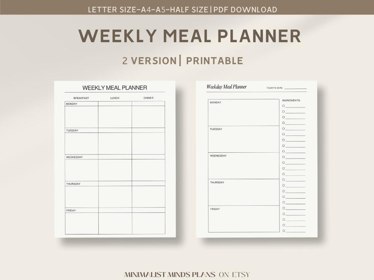 Meal Planner Printable,weekly Menu,healthy Eating Plan,printable ...