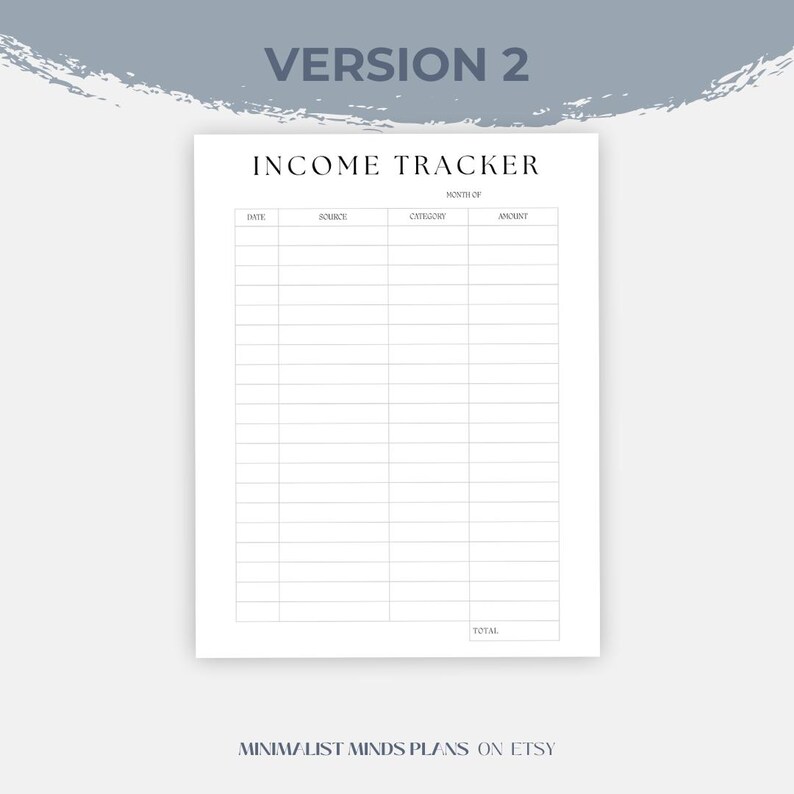 Income Tracker, Printable Income Tracker, Monthly Salary Tracker ...