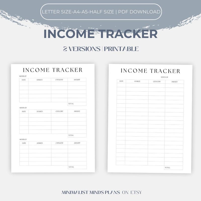 Income Tracker Printable - Etsy