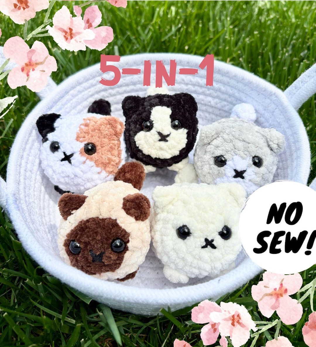 NO SEW 5-in-1 Adorable Itty-bitty Loaf Kitty Pattern Combo Pack - Etsy