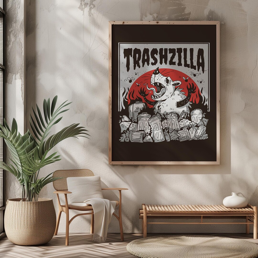 Trashzilla Kaiju Poster Funny Possum Pop Culture Art Gift Quirky ...