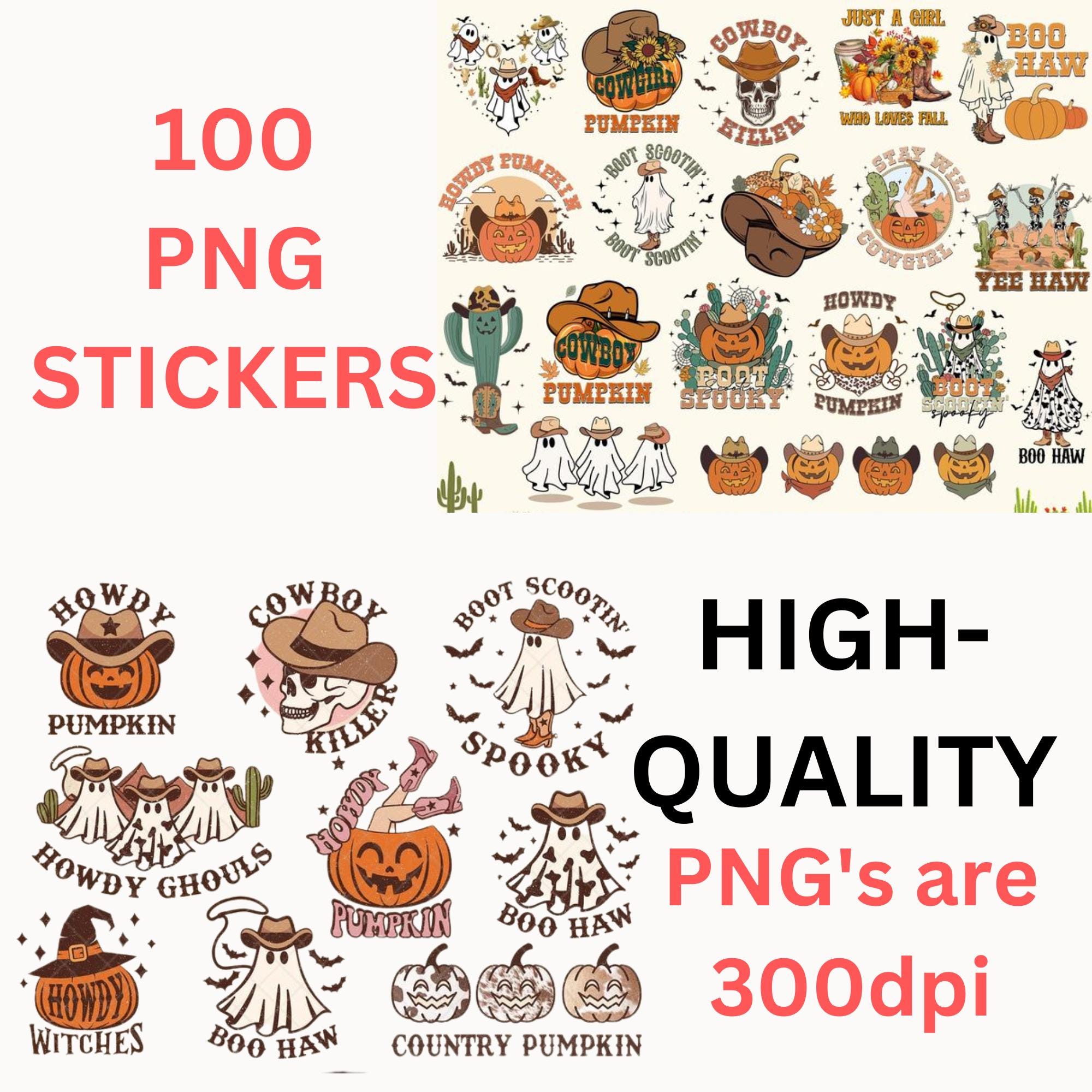 Cute Spooky Stickers, Cute Halloween Stickers PNG Bundle, Kawaii ...