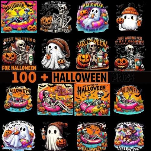 Cute Spooky Stickers, Cute Halloween Stickers PNG Bundle, Kawaii ...