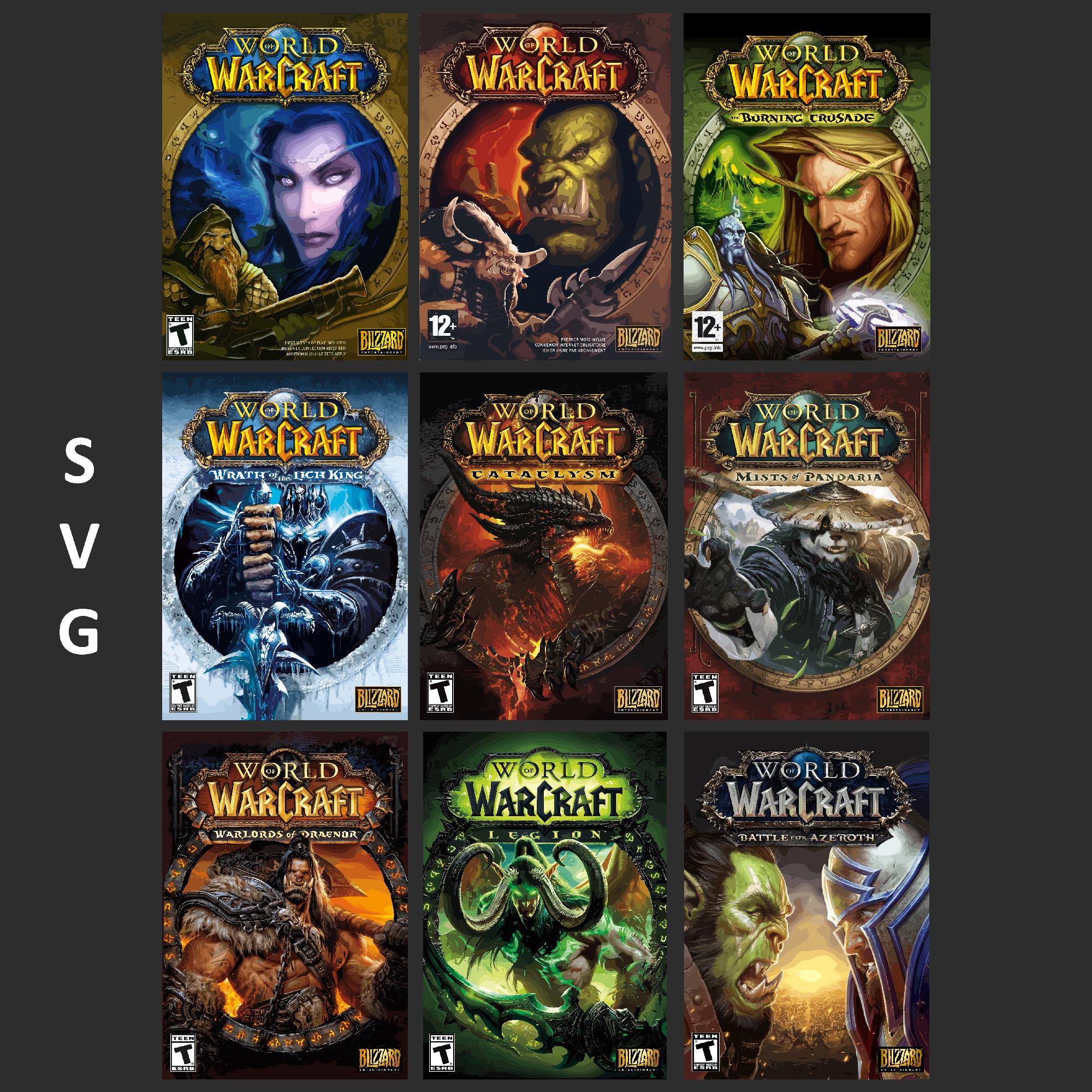 World of Warcraft Expansions Box Art | .SVG and .PNG | Vector Digital ...
