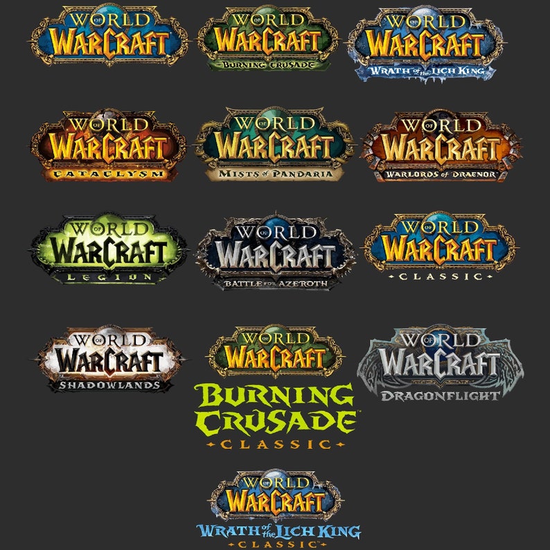 World of Warcraft Expansion Logos | .SVG & .PNG | Vector Digital ...