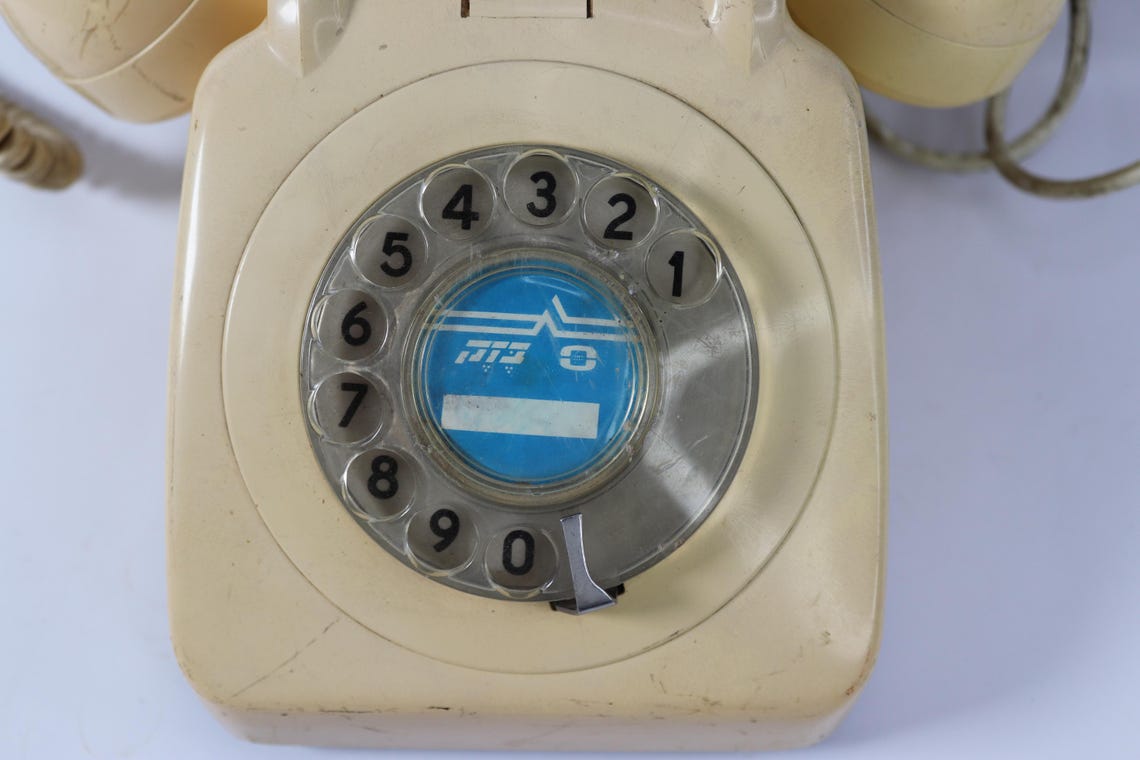 Vintage Rotary Dial Old Telephone Bell Retro Telrad Phone Desk Beige ...