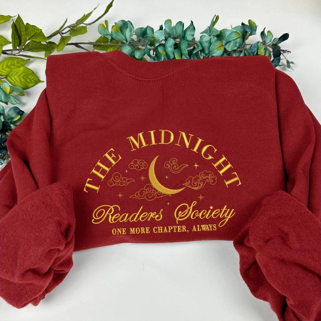 The Midnight Book Club MOON Embroidered Sweatshirt, Reading Tshirt ...