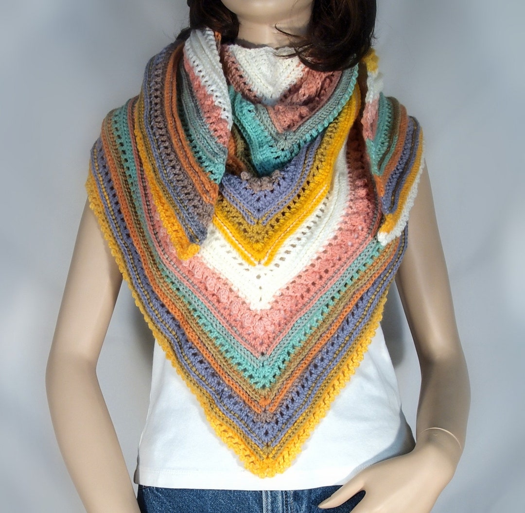 Wrap Shawl Crocheted in Pastel Rainbow Colors Called Pixie - Etsy