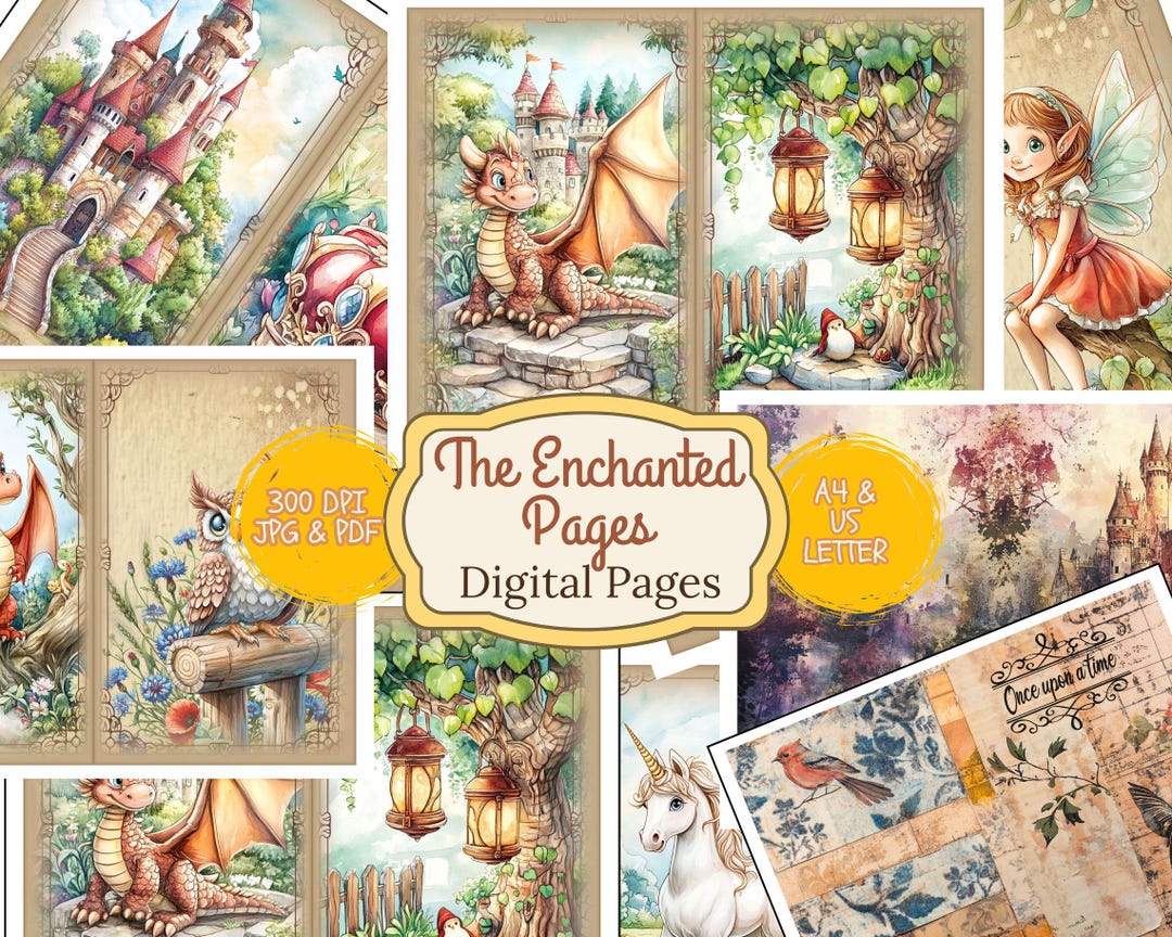 Junk Journal & Scrapbook Digital Paper - Fairy Tale Storybook, Fantasy ...