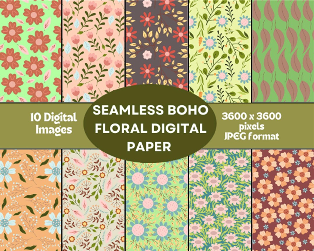 Seamless Boho Floral Pattern, Seamless Paper, Boho Floral Pattern ...
