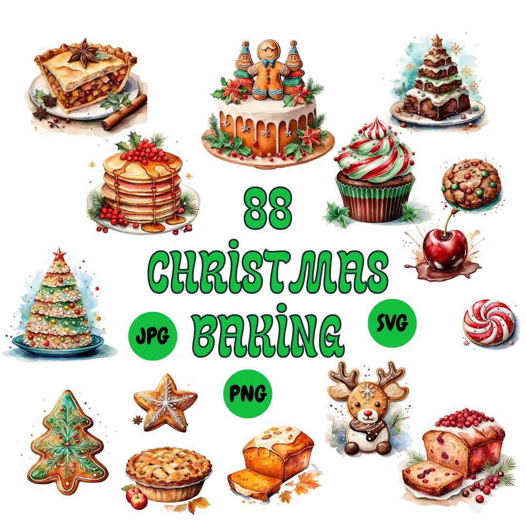 Christmas Baking Clipart Collection Watercolor Holiday Bakery Elements ...