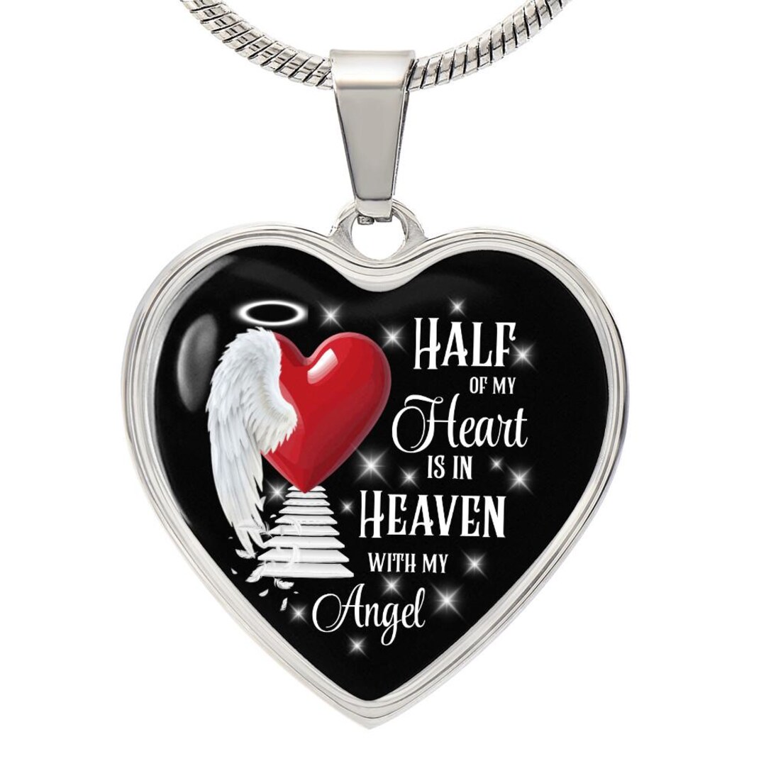Half of My Heart is in Heaven Angel Memorial Necklace | Remembrance ...