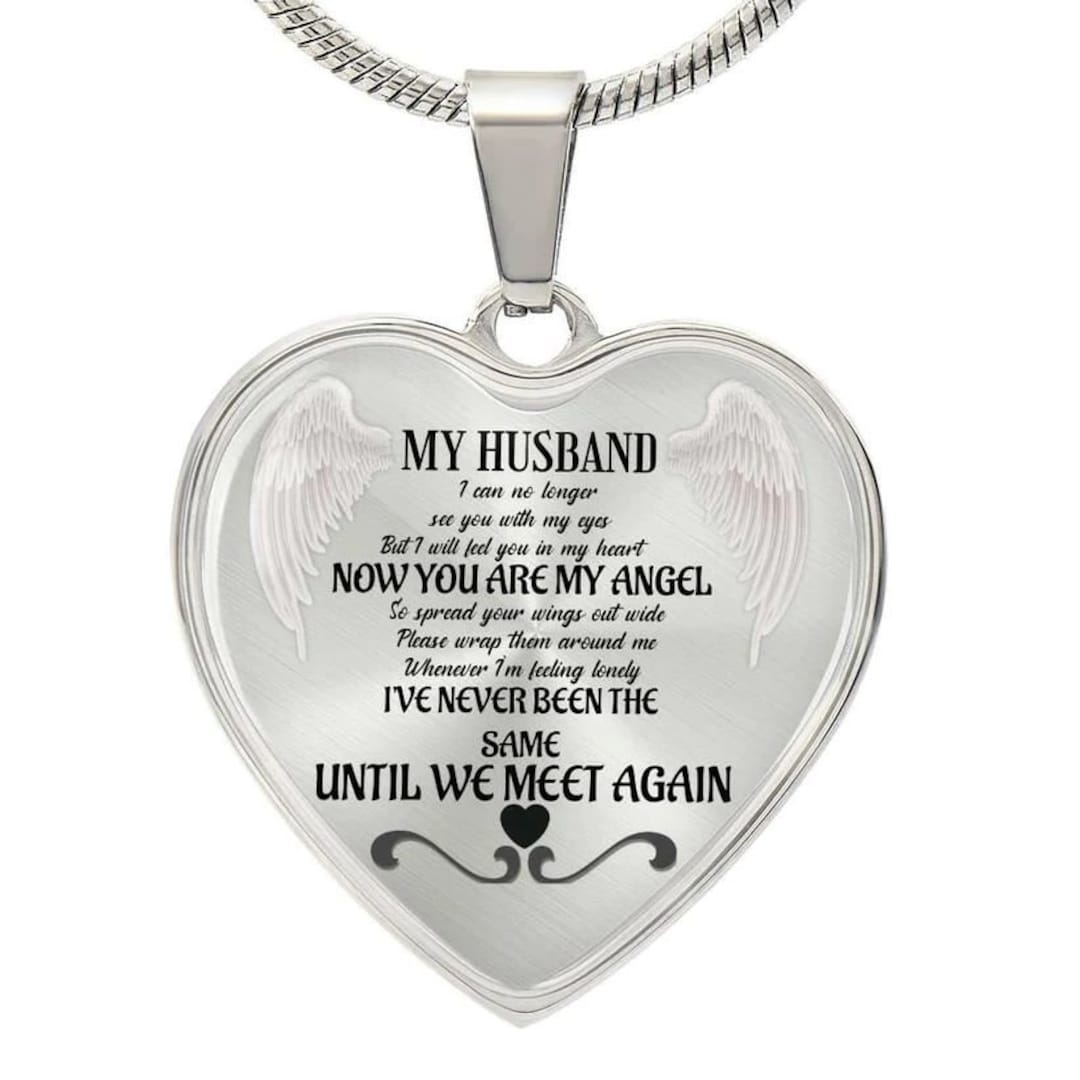 Heart Pendant Necklace Husband Tribute Angel Memory Jewelry, in Loving ...