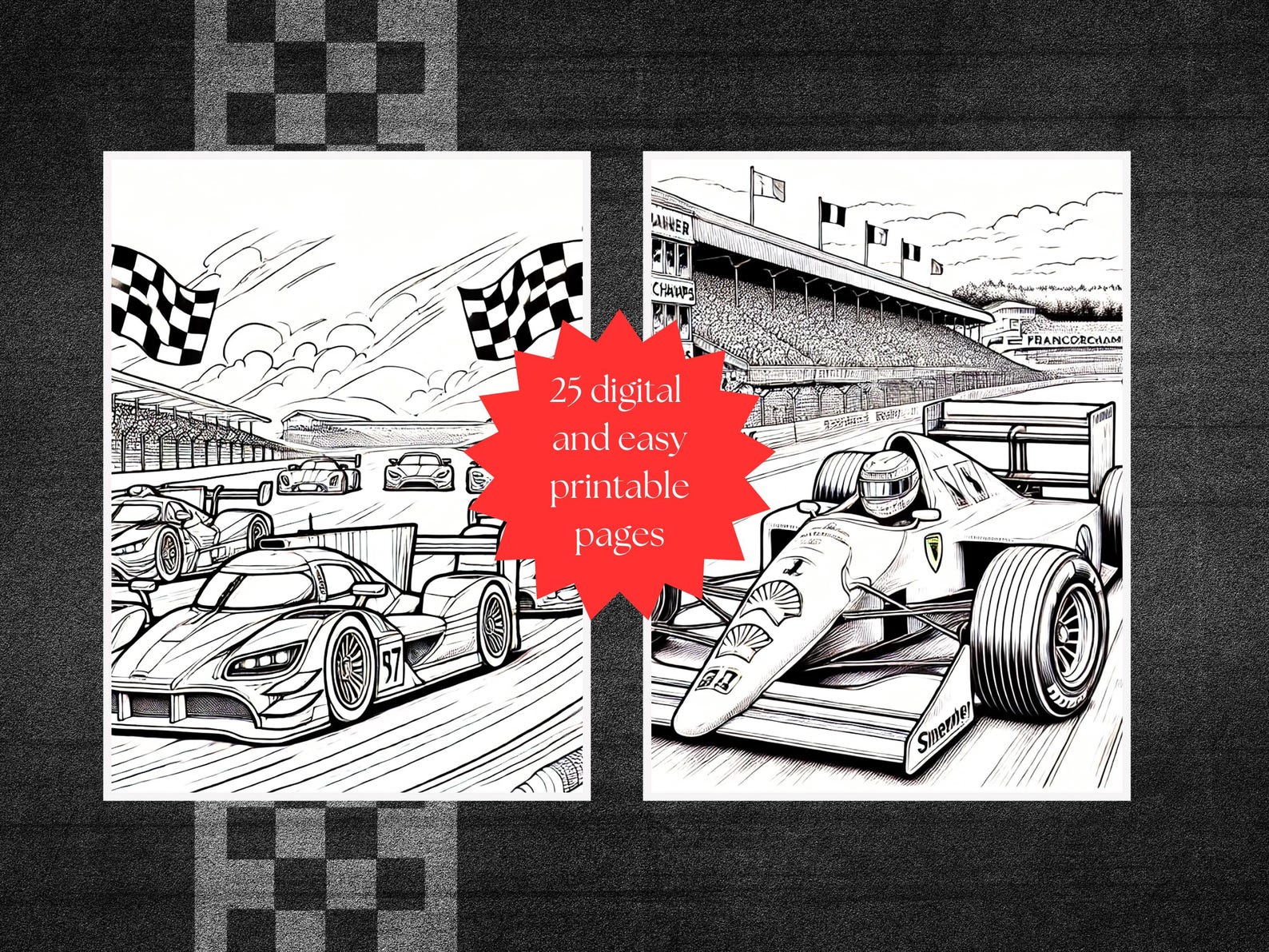 Printable Race Car Coloring Pages for Children Racing Car Coloring Book ...