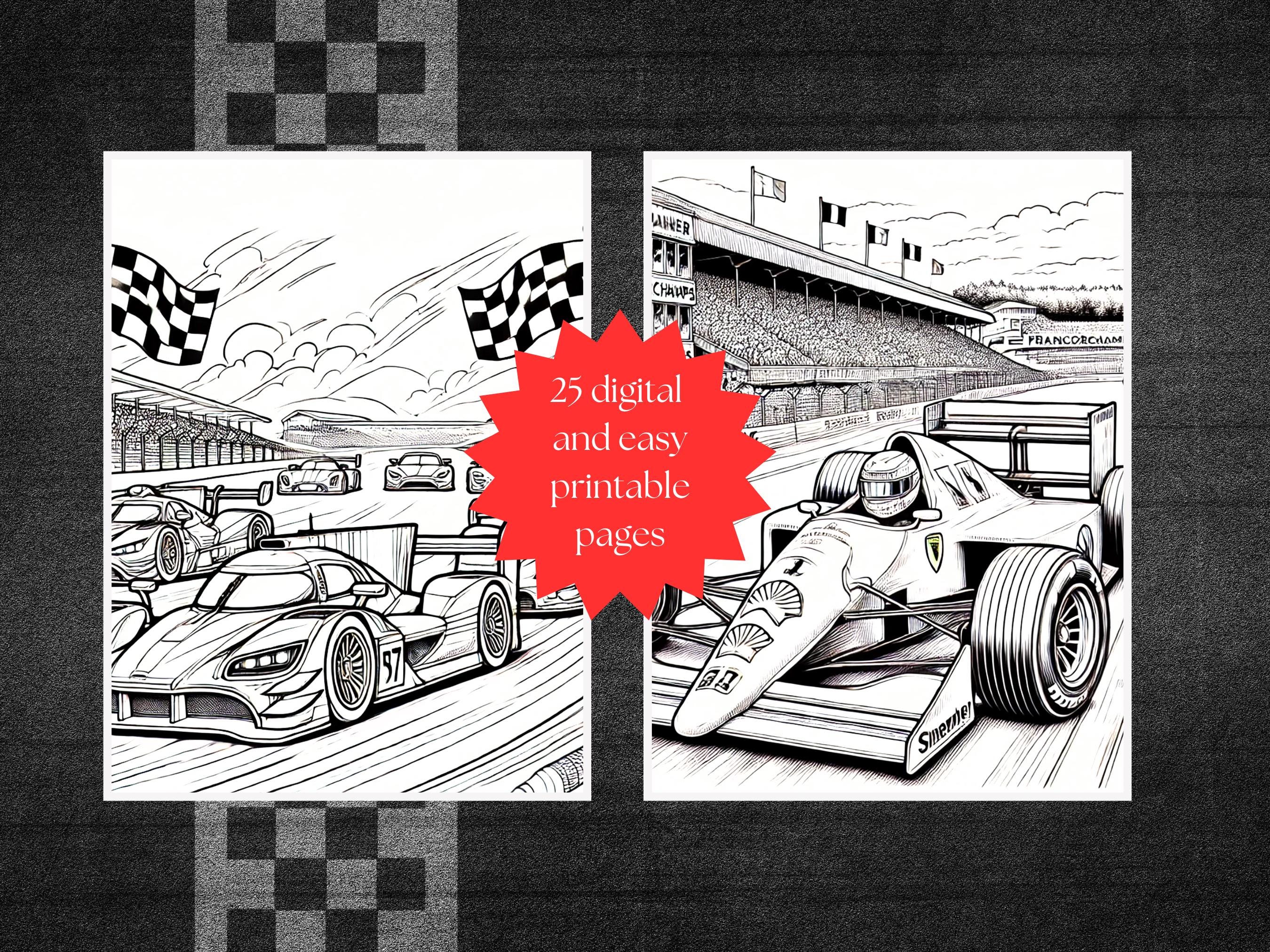 Printable Race Car Coloring Pages for Children Racing Car Coloring Book ...