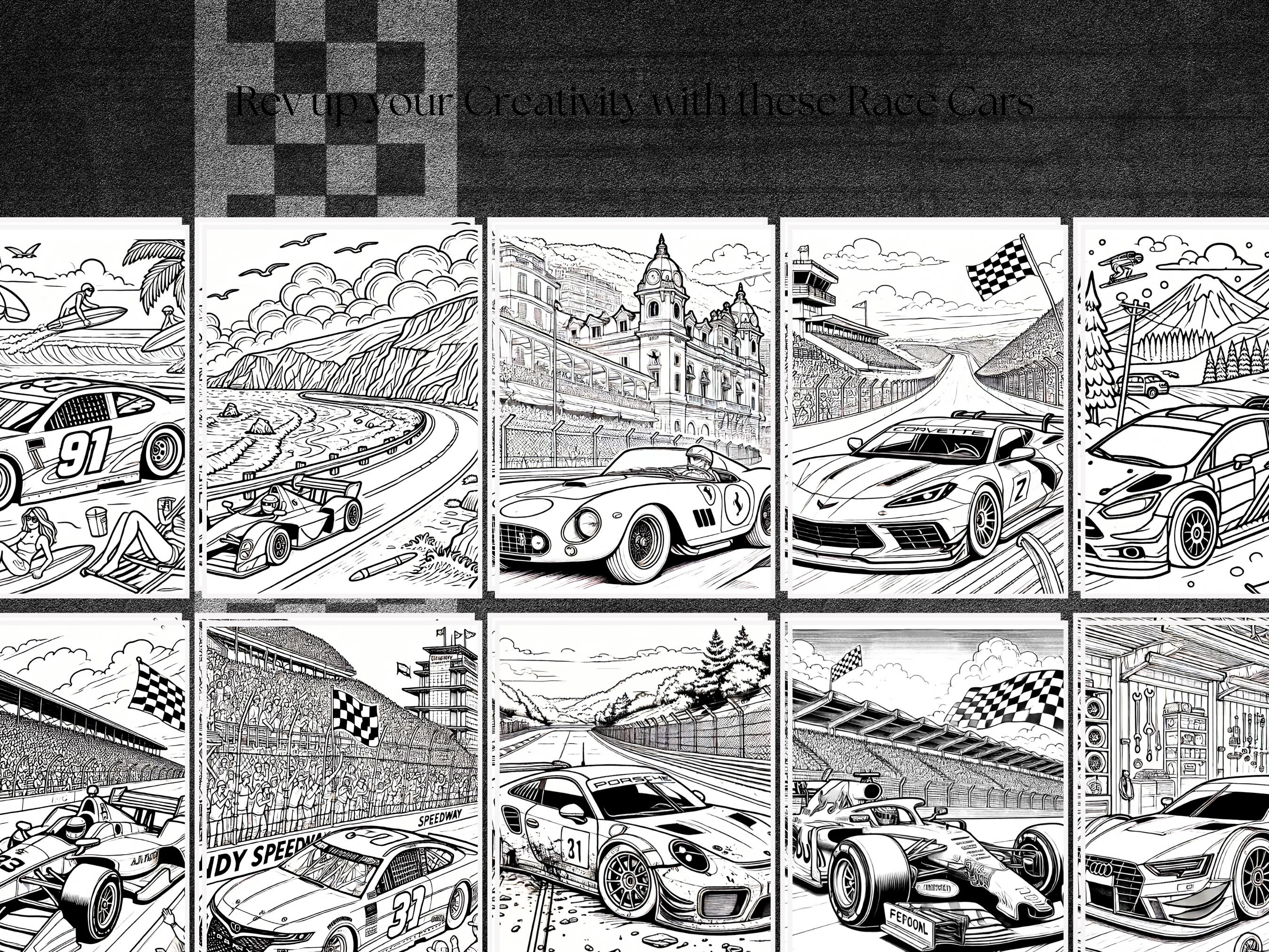 Printable Race Car Coloring Pages for Children Racing Car Coloring Book ...