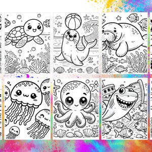 Printable Cute Marine Animals Coloring Book for Kids Educational ...