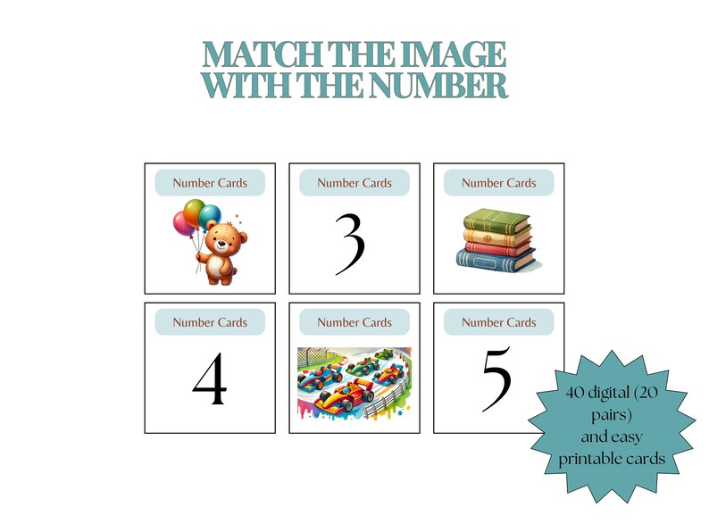 Numbers Memory Game for Kids Educational Activity Matching Game for ...