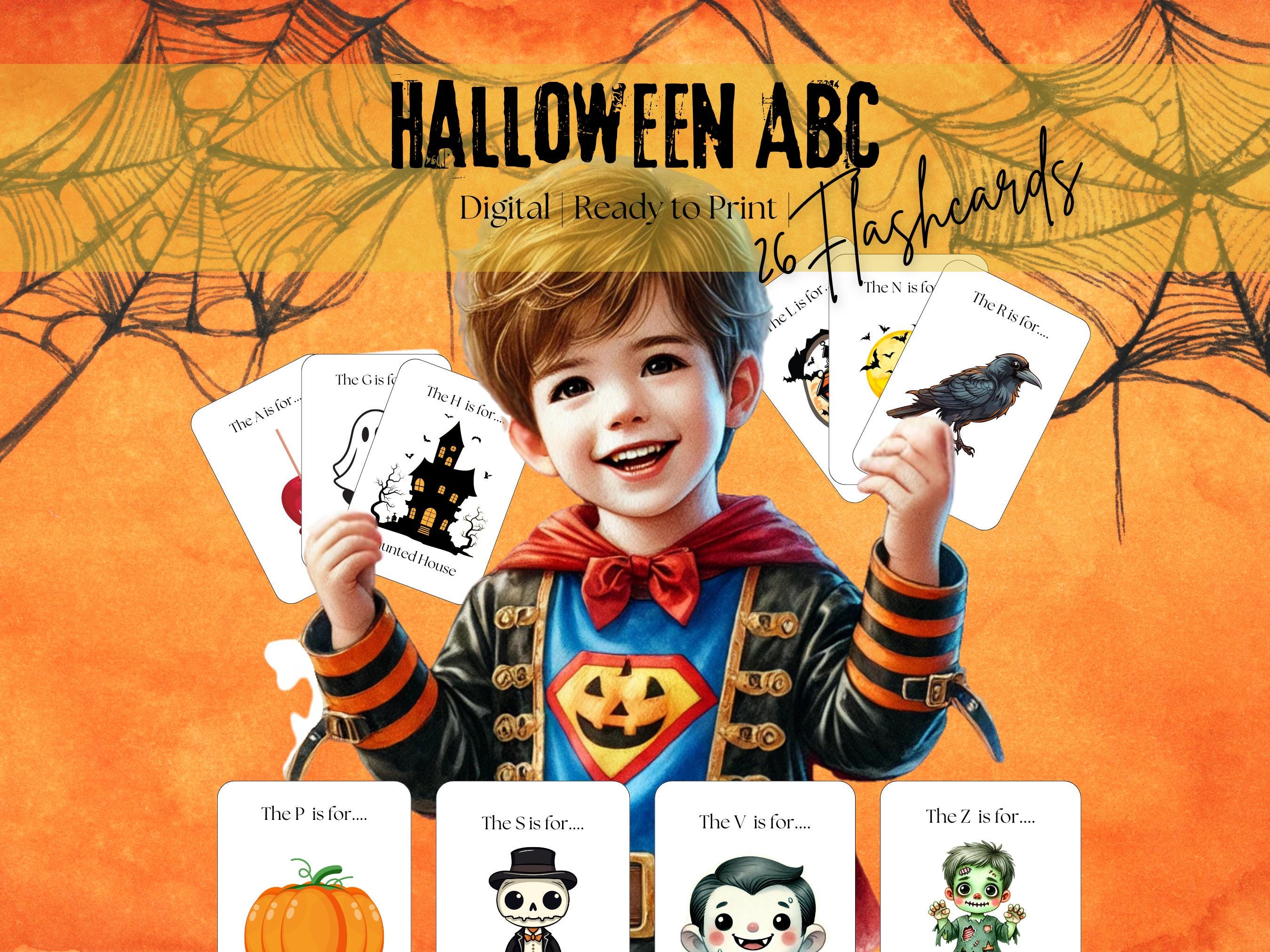 Digital ABC Halloween Flashcards for Kids Fun Letter Learning Phonics ...