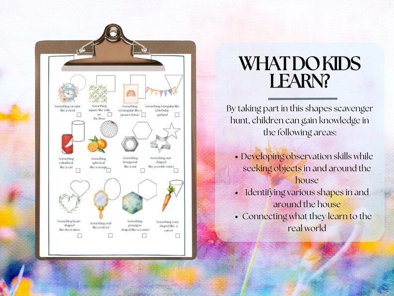 Shapes Scavenger Hunt for Kids Indoor and Outdoor Educational Activity ...